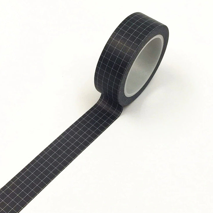 washi tape zwart/wit, ruit patroon - 1 rol a 10 meter – LEUKVERPAKT