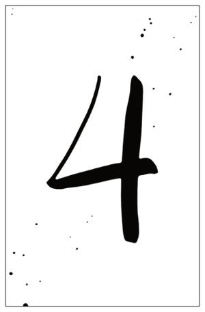 mini kaart cijfer, black ink 4 - per stuk – LEUKVERPAKT
